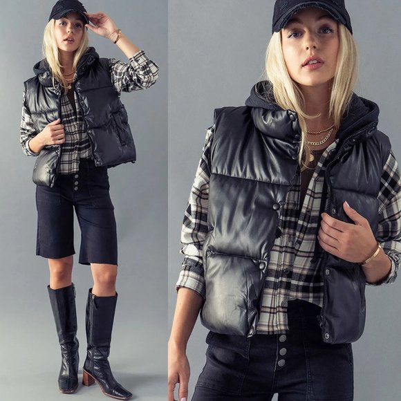 Love Tree | Jackets & Coats | Leona Faux Leather Puffer Vest | Poshmark